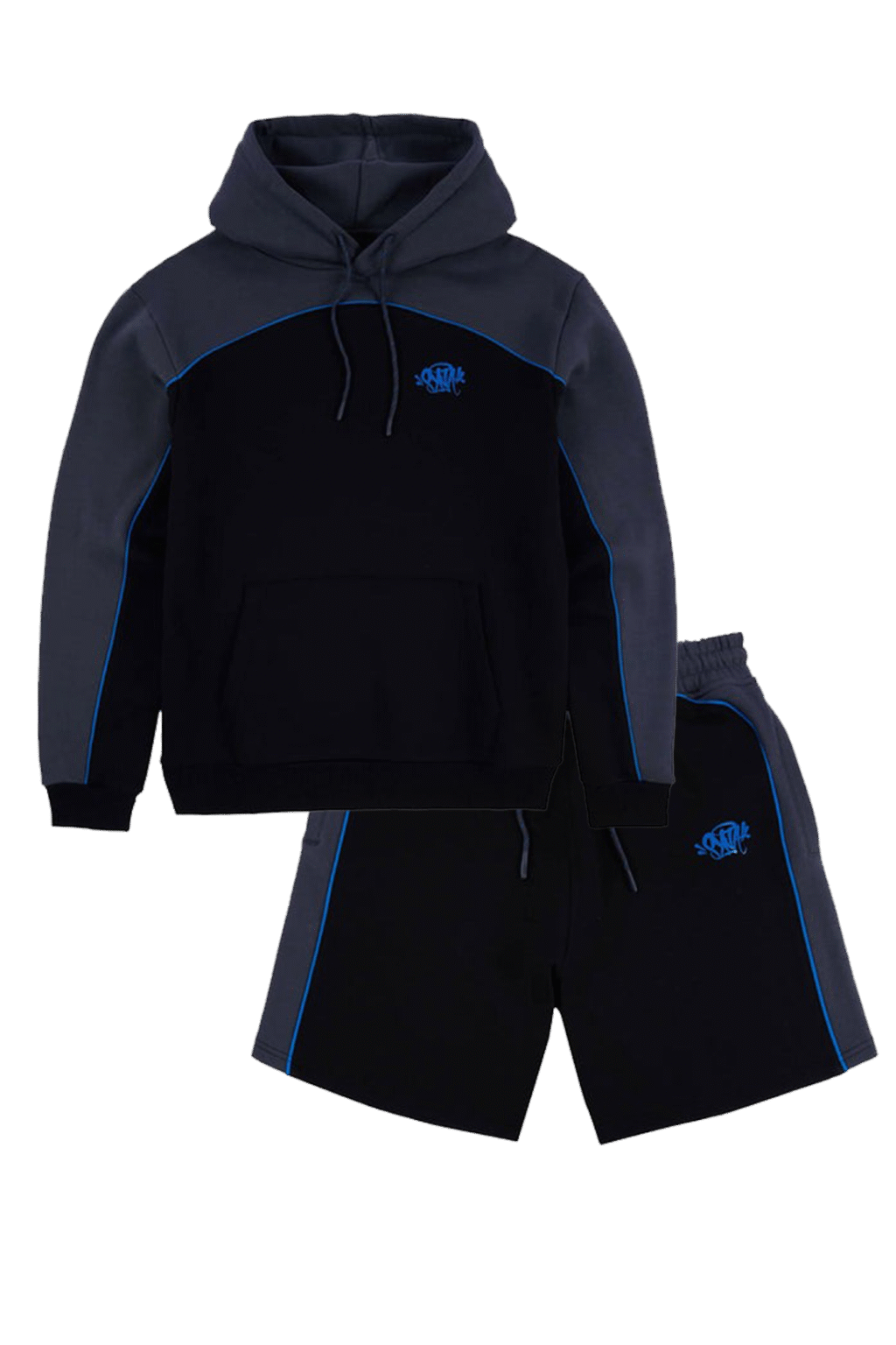 Syna World Team Pipe Hoodie & Shorts Set - Black/Cobalt Blue