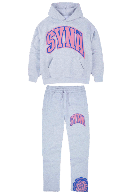 Syna World College Tracksuit – Grey/Pink | Limited Stock